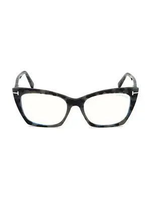 TOM FORD 54mm Cat-eye Blue Filter Eyeglasses Havana Other