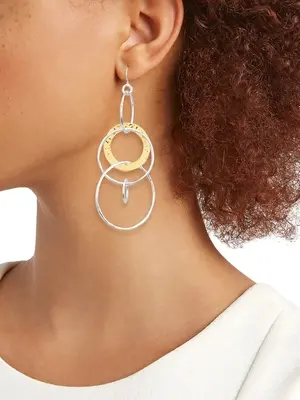Ippolita Classico Jumbo Chimera Two-tone Hammered Jet Set Earrings - Silver