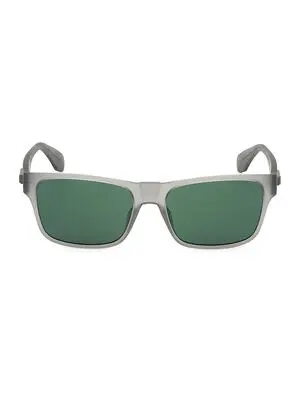 Adidas Men's 57MM Rectangular Sunglasses - White Brown Mirror Grey Other Green Mirror