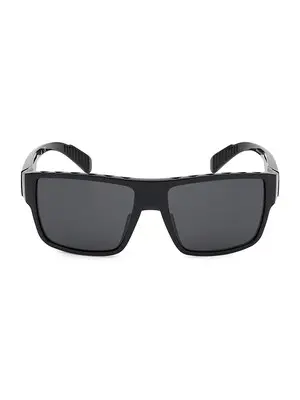 Adidas Men's 57MM Rectangular Sunglasses - White Brown Mirror Shiny Black Smoke