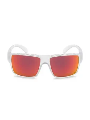 Adidas Men's 57MM Rectangular Sunglasses - White Brown Mirror White Brown Mirror