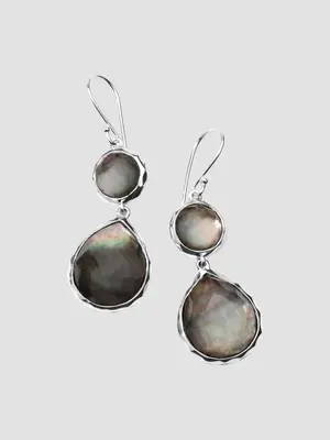 Ippolita Rock Candy Double Drop Sterling & Brown Shell Doublet Double-drop Earrings - Black Shell