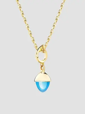 Tamara Comolli Mikado Flaco 18k & Swiss Blue Topaz Acorn Pendant - Yellow Gold