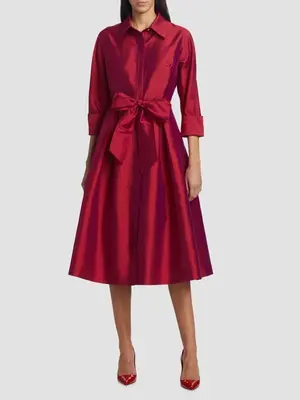 Rickie Freeman For Teri Jon Silk Taffeta Shirtdress - Cherry