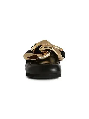 JW Anderson Chain Leather Loafer Mules - Black