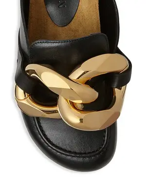 JW Anderson Chain Leather Loafer Mules - Black