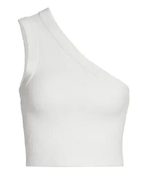 Alice + Olivia Women's Elden Crop One-Shoulder Tank Top - Soft White  - Soft White