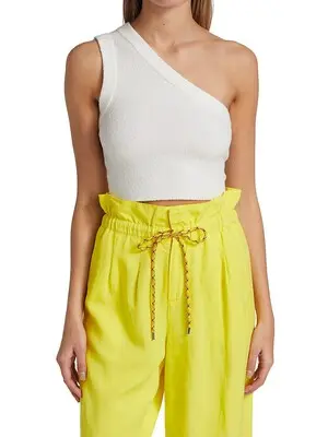 Alice + Olivia Elden Crop One-shoulder Tank Top