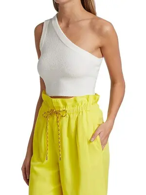 Alice + Olivia Elden Crop One-shoulder Tank Top