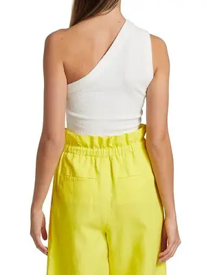 Alice + Olivia Elden Crop One-shoulder Tank Top