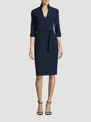 Black Halo Madeline Tie-front Sheath Dress - Pacific Blue