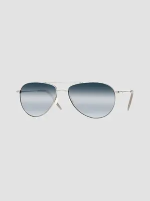 Oliver Spencer Benedict 16mm Aviator Sunglasses Silver