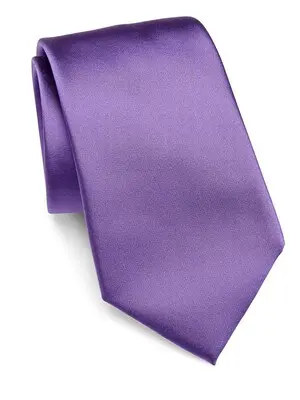Ralph Lauren Purple Label Solid Silk Tie - Purple