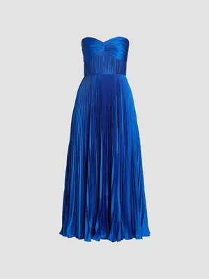 AMUR Pleated Strapless Belle Dress - Deep Oceans