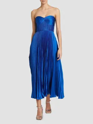 AMUR Pleated Strapless Belle Dress - Deep Oceans