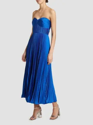 AMUR Pleated Strapless Belle Dress - Deep Oceans