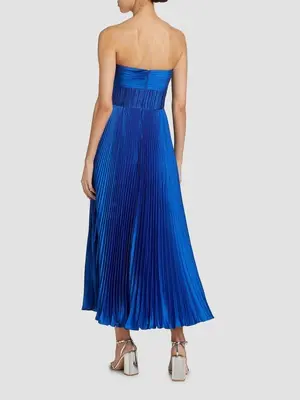 AMUR Pleated Strapless Belle Dress - Deep Oceans