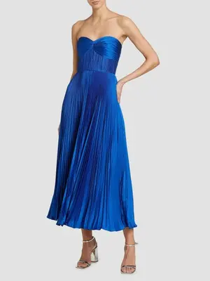 AMUR Pleated Strapless Belle Dress - Deep Oceans