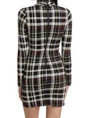 Alice + Olivia Delora Plaid Turtleneck Minidress