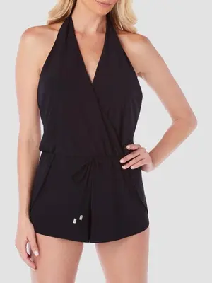 Magicsuit Bianca Solid Swim Romper Black