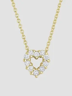 Roberto Coin Tiny Treasures 18k Yellow & Diamond Heart Pendant Necklace - Gold
