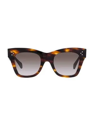Celine 50mm Square Cat-eye Sunglasses Havana