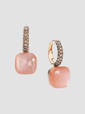 Pomellato Two-tone 18k Gold, Moonstone & 0.53 Tcw Orange Diamond Drop Earrings - Rose Gold