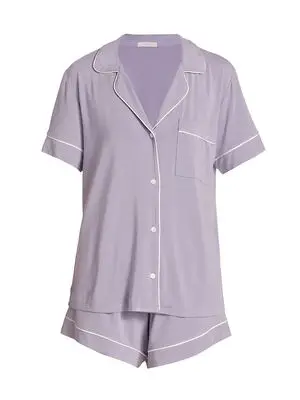Eberjey Gisele Relaxed 2-piece Pajama Set Delphinium Ivory