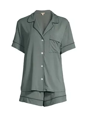 Eberjey Gisele Relaxed 2-piece Pajama Set Kelp Black