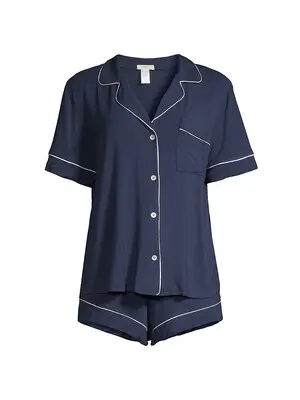 Eberjey Gisele Relaxed 2-piece Pajama Set Navy Ivory