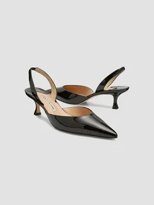 Manolo Blahnik Carolyne 50 Patent Leather Slingback Pumps