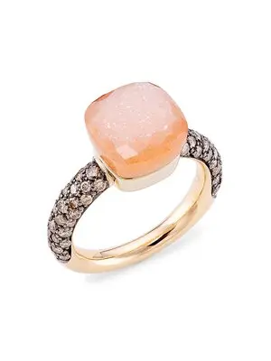 Pomellato Nudo Classic Two-tone 18k Gold, Moonstone & Diamond Ring - Rose Gold