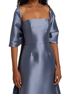 Amsale Mikado Shoulder Wrap - Slate