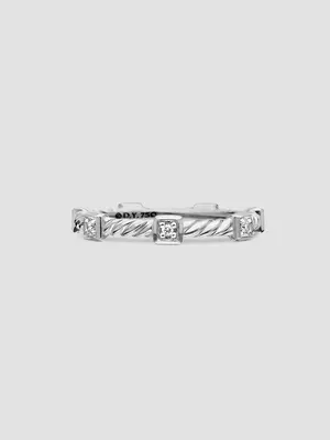 David Yurman Cable Collectibles Stations Stack Ring In 18k - White Gold