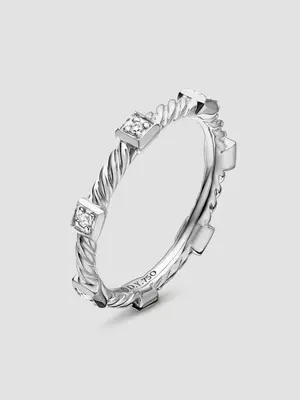David Yurman Cable Collectibles Stations Stack Ring In 18k