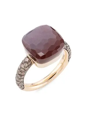 Pomellato Nudo Maxi Two-tone 18k Gold, Moonstone & Diamond Ring - Rose Gold