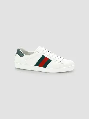 Gucci New Ace Crocodile-embossed Sneakers - Green