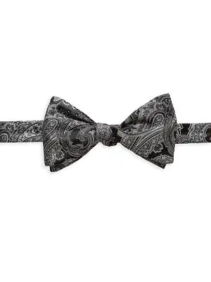 Eton Paisley Silk-blend Self-tie Bow Tie - Black
