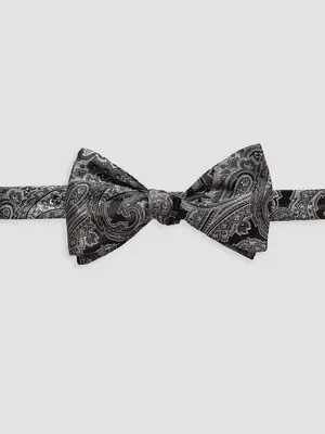Eton Paisley Silk-blend Self-tie Bow Tie - Black