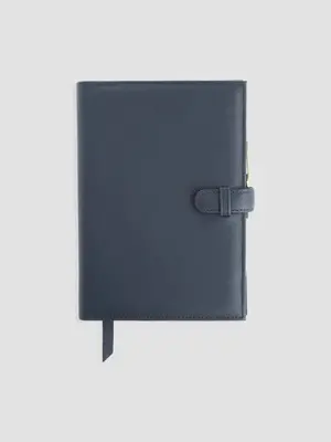 ROYCE NEW YORK Executive Leather Journal - Navy Blue