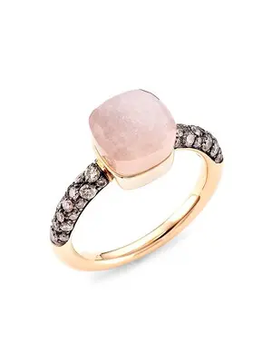 Pomellato Nudo Petit Two-tone 18k Gold, Moonstone & Diamond Ring - Rose Gold