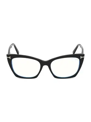 TOM FORD 54mm Cat-eye Blue Block Optical Glasses - Black