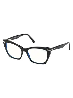 TOM FORD 54mm Cat-eye Blue Block Optical Glasses - Black