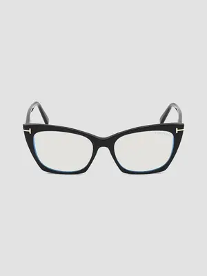 TOM FORD 54mm Cat-eye Blue Block Optical Glasses - Black
