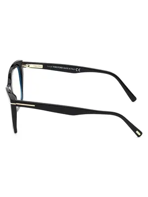 TOM FORD 54mm Cat-eye Blue Block Optical Glasses - Black