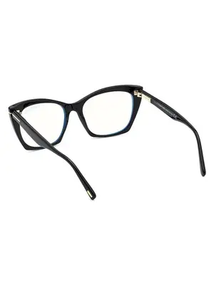 TOM FORD 54mm Cat-eye Blue Block Optical Glasses - Black