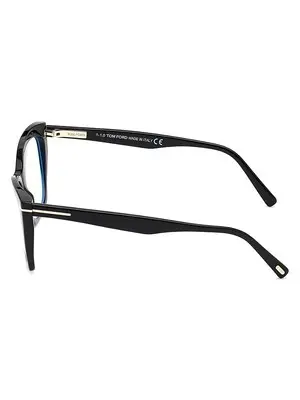 TOM FORD 54mm Cat-eye Blue Block Optical Glasses - Black