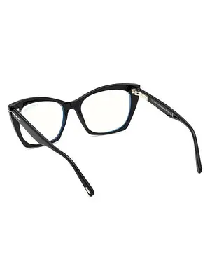 TOM FORD 54mm Cat-eye Blue Block Optical Glasses - Black