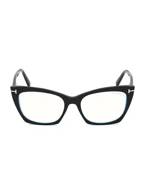 TOM FORD 54mm Cat-eye Blue Block Optical Glasses - Black