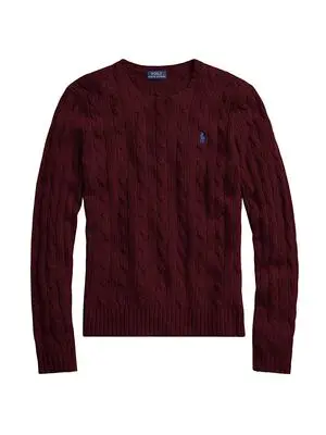 Polo Ralph Lauren Women's Julianna Cable-Knit Sweater - Battalion Grey Heather  Aged Wine